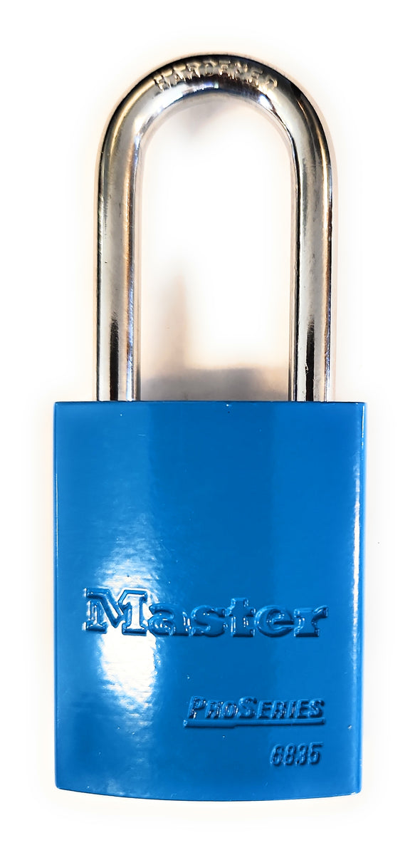 Master 6835LFNR Blue 1 1/2" Wide Aluminum Safety Padlock – Northwest ...